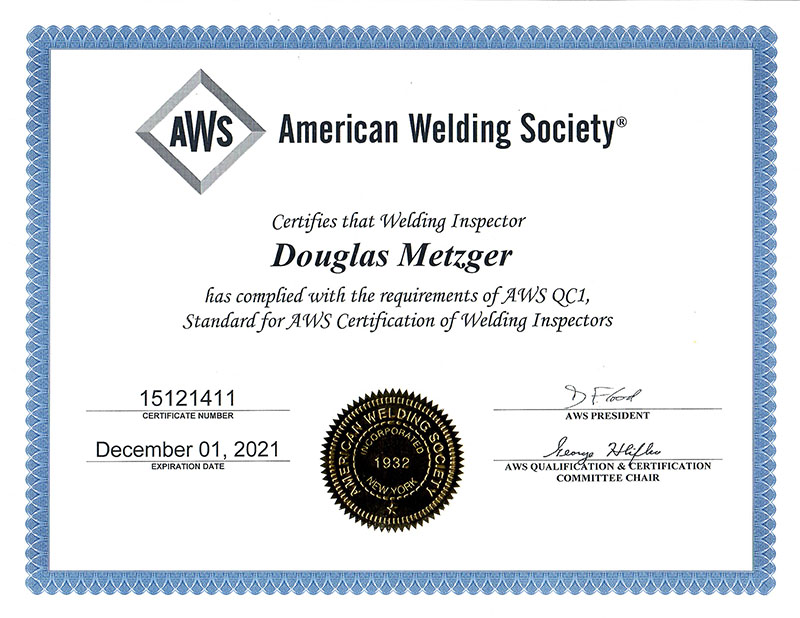 Certifications - Special Inspector San Diego