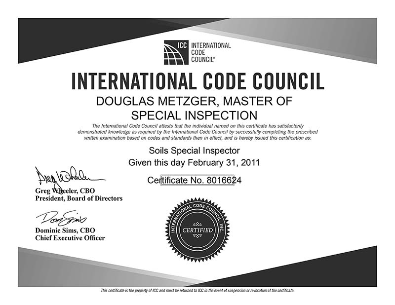 Certifications | Special Inspector San Diego