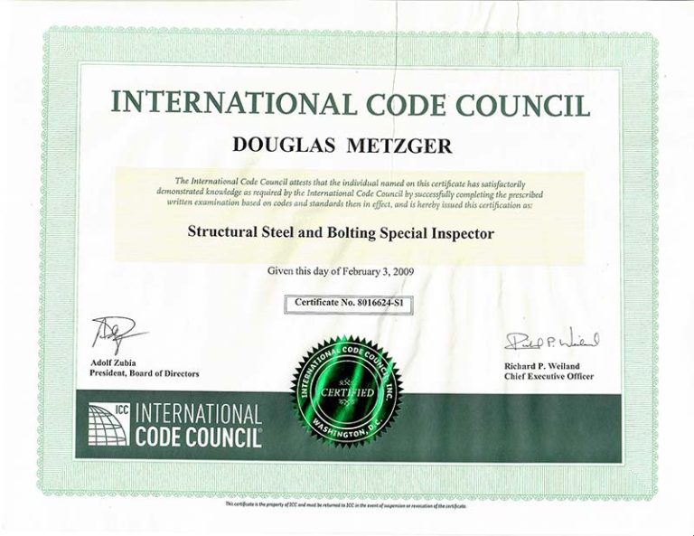 Certifications – Special Inspector San Diego